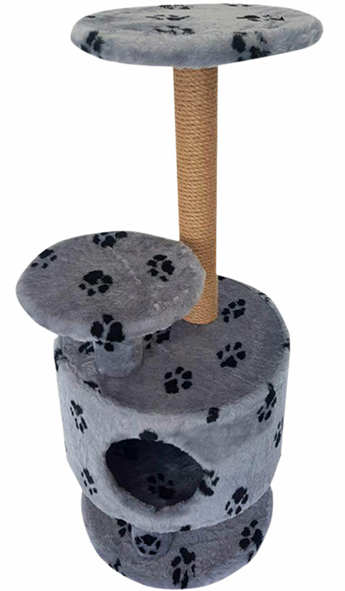 Домик Круглый со ступенькой на ножках Пушок мех светло-серый с лапками (1 шт)