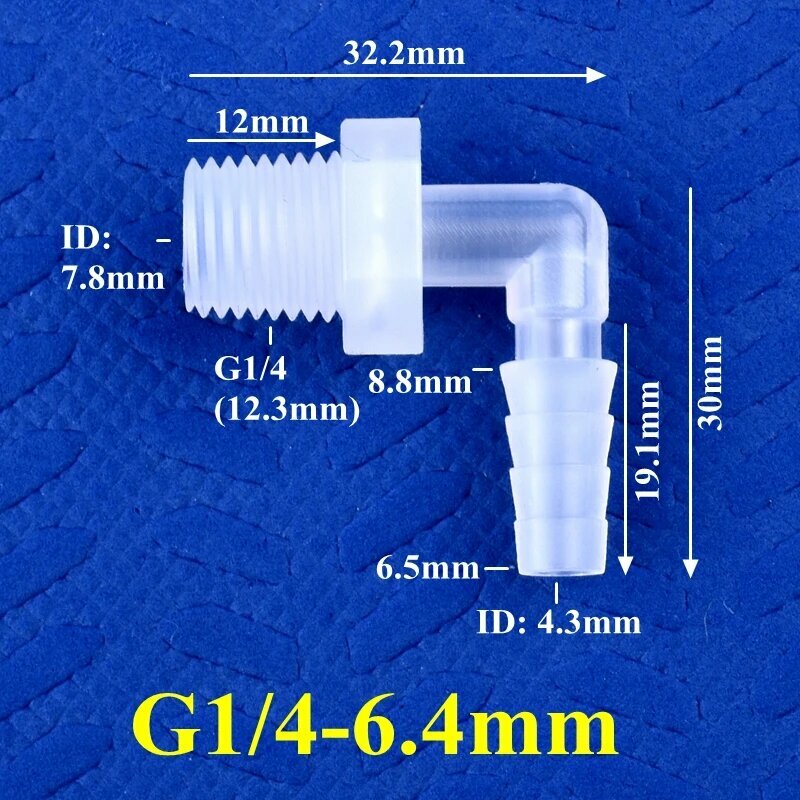 SgooHan пищевой полипропилен пагода локтевой соединитель G1/8~3/8 Синий, G1I4-6.4mm, 5 Pieces
