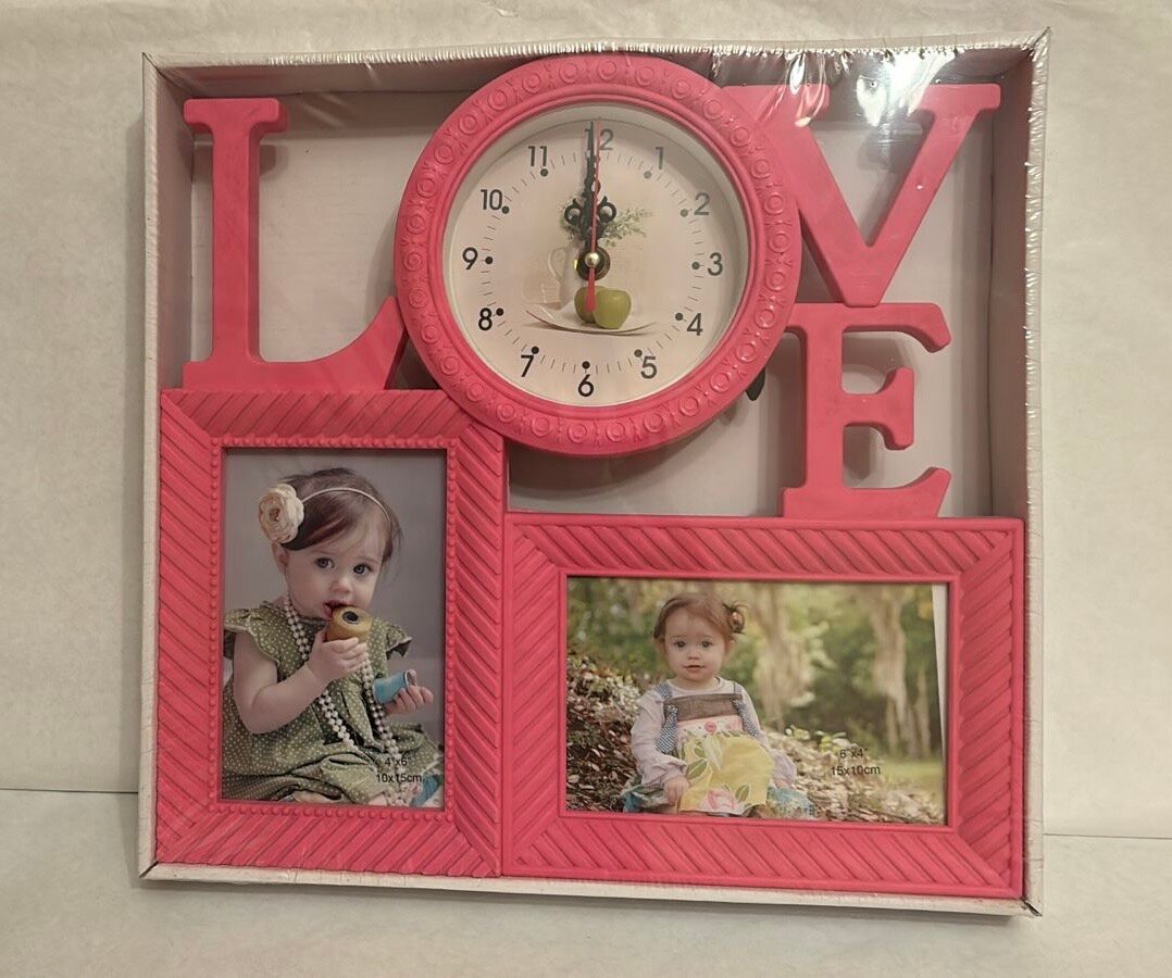 Настенные часы "Love", кварцевые, пластик, розовые, 30x32x4 см