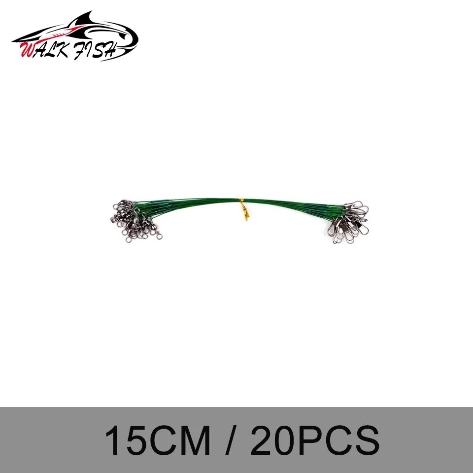 WALK FISH Проволока от укусов 20 шт. Изумрудный, Green 15cm