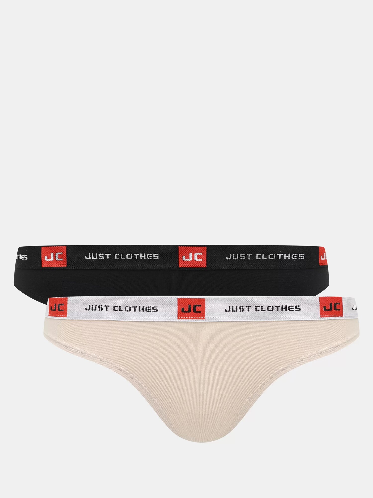 Трусы JUST CLOTHES, комплект из 2 шт., размер S, бежевый/черный — фото 1