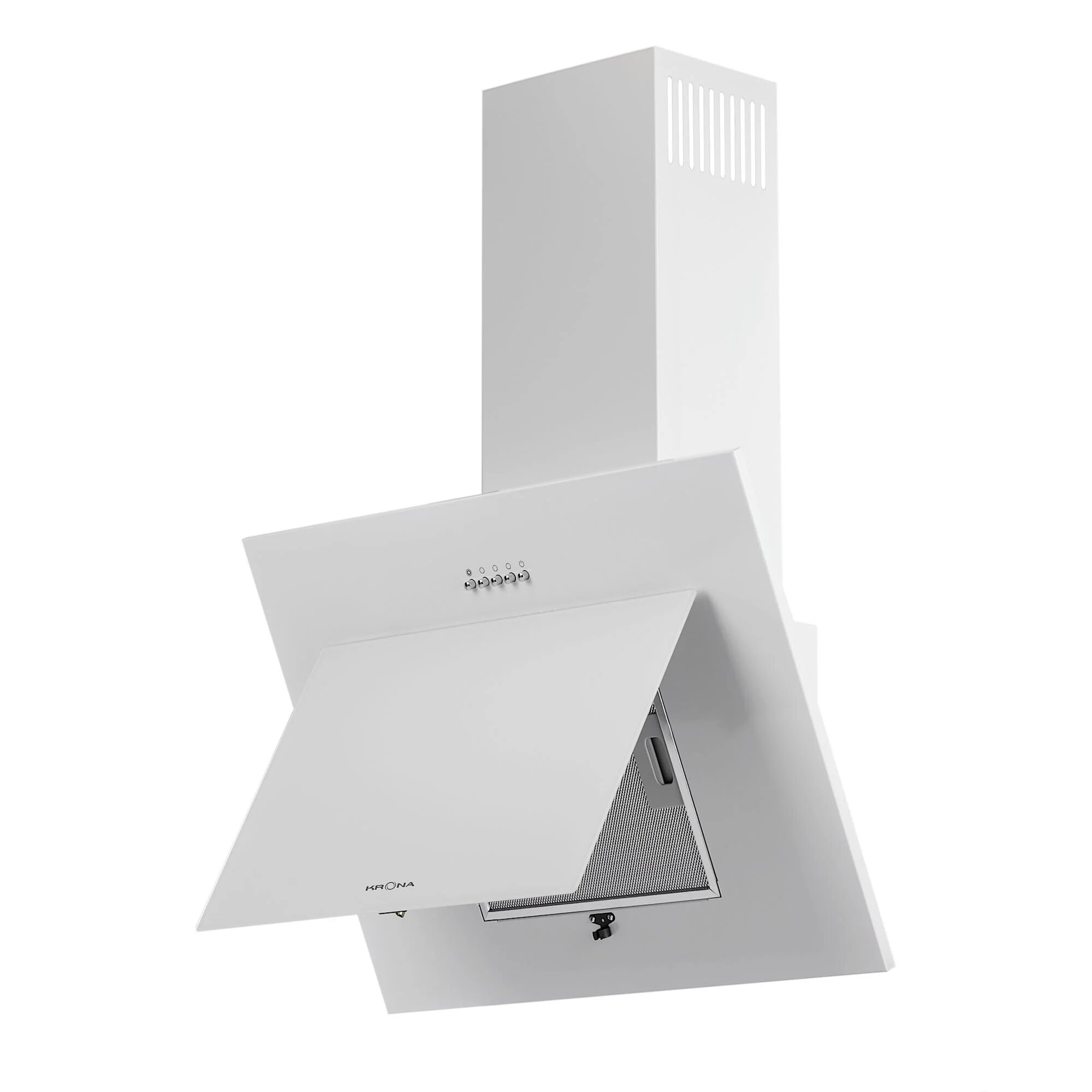 Каминная вытяжка Krona Freya 600 white PB, наклонная, пристенная, белый