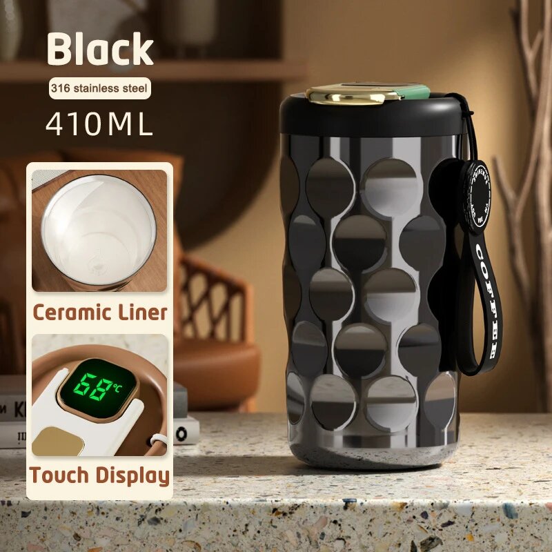 WEMINGLU умный термос из нержавеющей стали 410 мл, 410ML, Черный