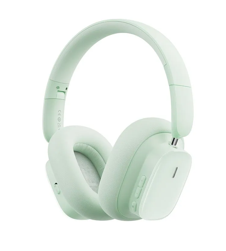 Беспроводные наушники BASEUS Bowie H1i с функцией шумоподавления зеленый накладные с микрофоном