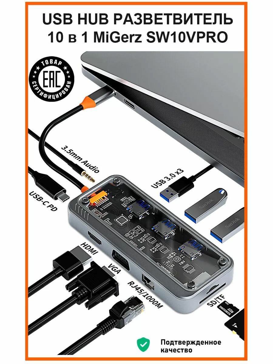 Разветвитель для MacBook USB HUB Type-C переходник 13 в 1