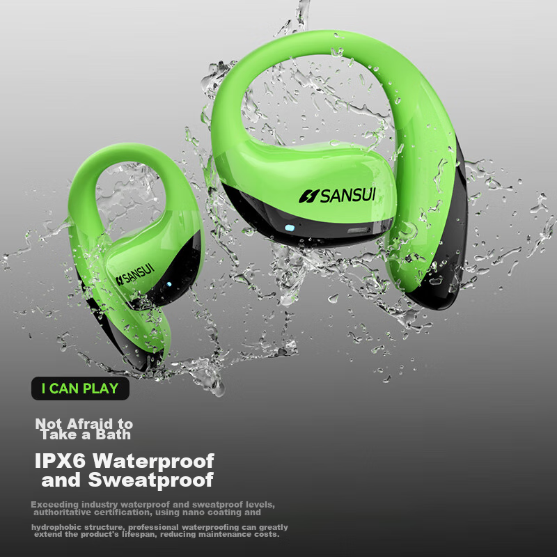 Беспроводные наушники Sansui T19 Bluetooth Headphones, цвет Fluorescent green