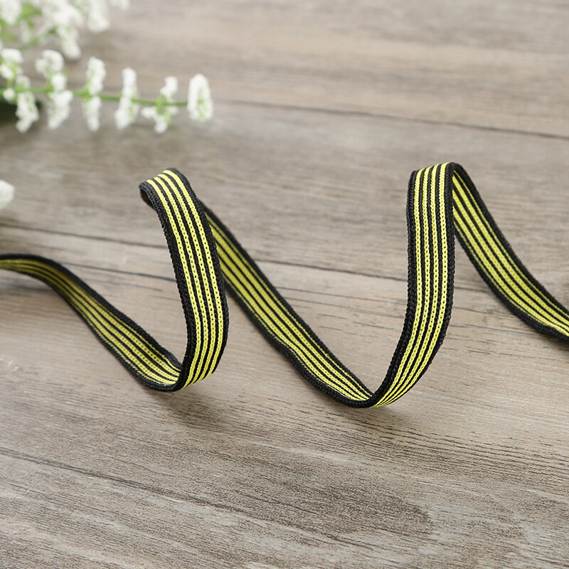 Аксессуары для одежды, полосатая лента, желтая и черно-белая, резиновая лента с веревочной окантовкой