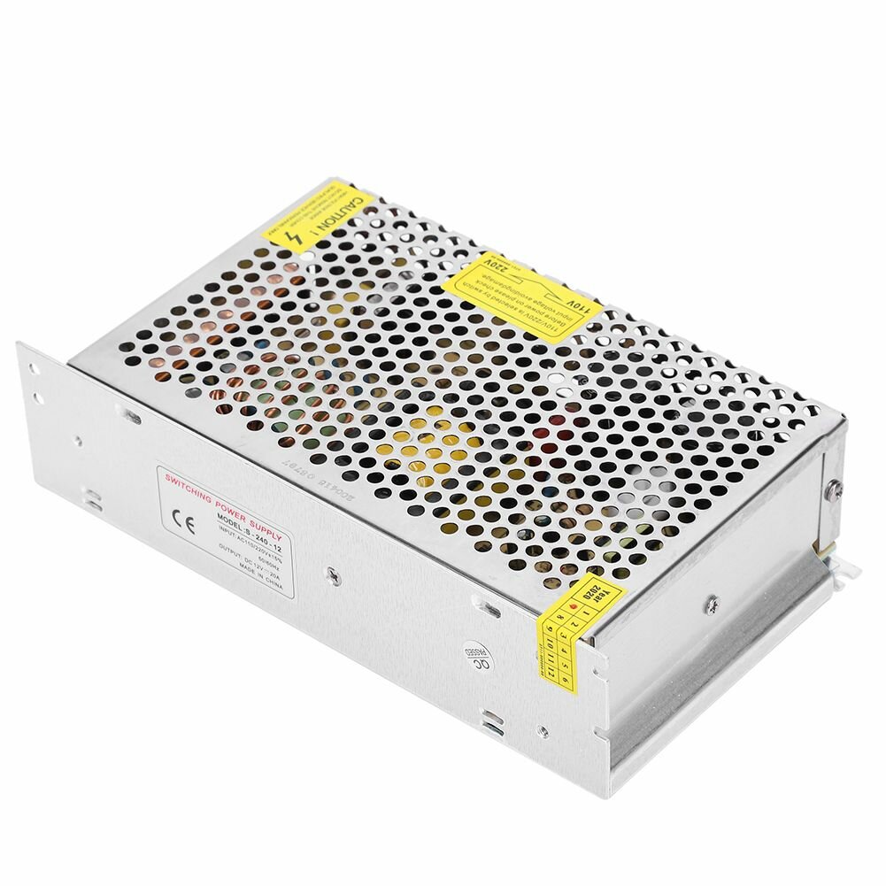 Блок питания 12В для LED-экрана, алюминиевый корпус, 3D-принтер (S-240-12, 12В 20А 240Вт, AC110/220В 15%)