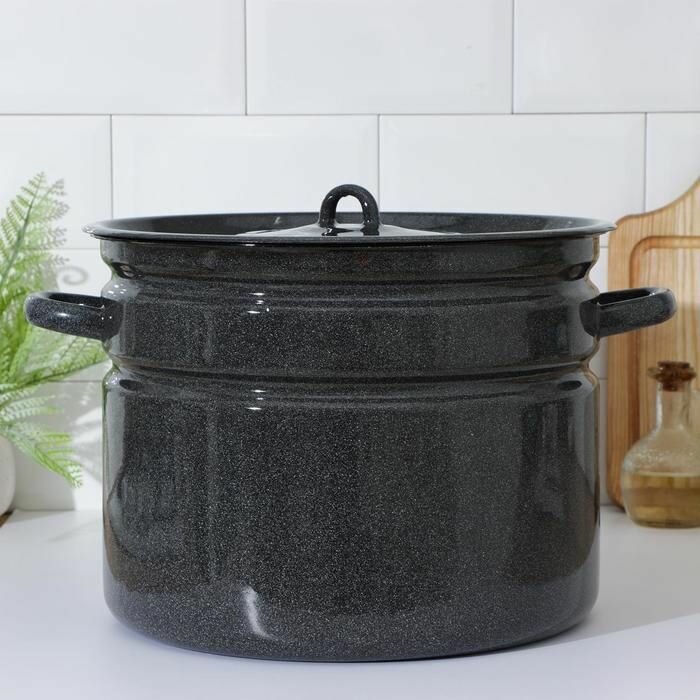 Бак для готовки Керченская эмаль 16 л, индукция, цвет графитовый рябчик