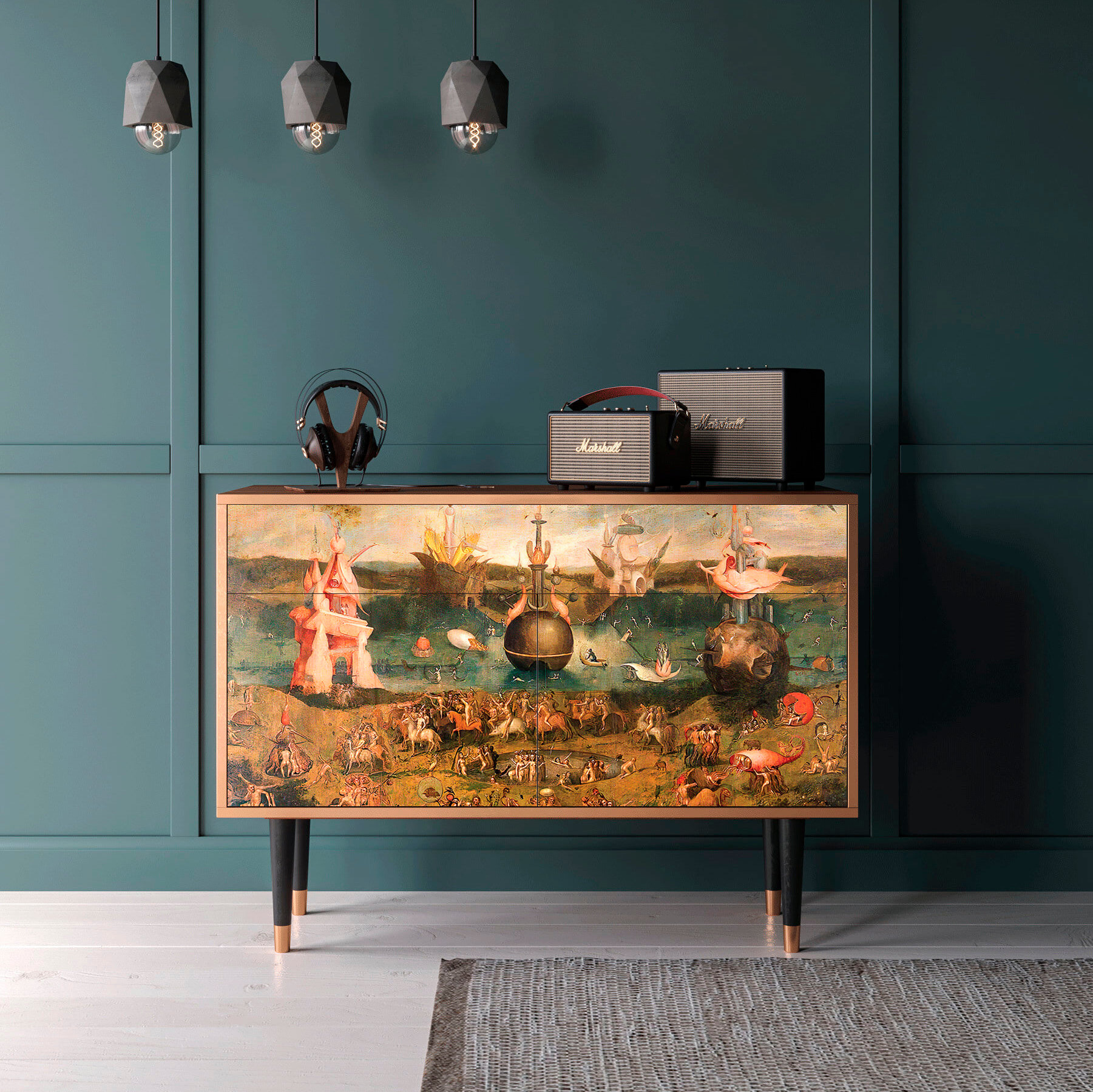 Комод - STORYZ - BS4 Garden of Earthly Delights by Hieronymus Bosch, Размер - 115 x 85 x 48 см, Цвет корпуса - Орех