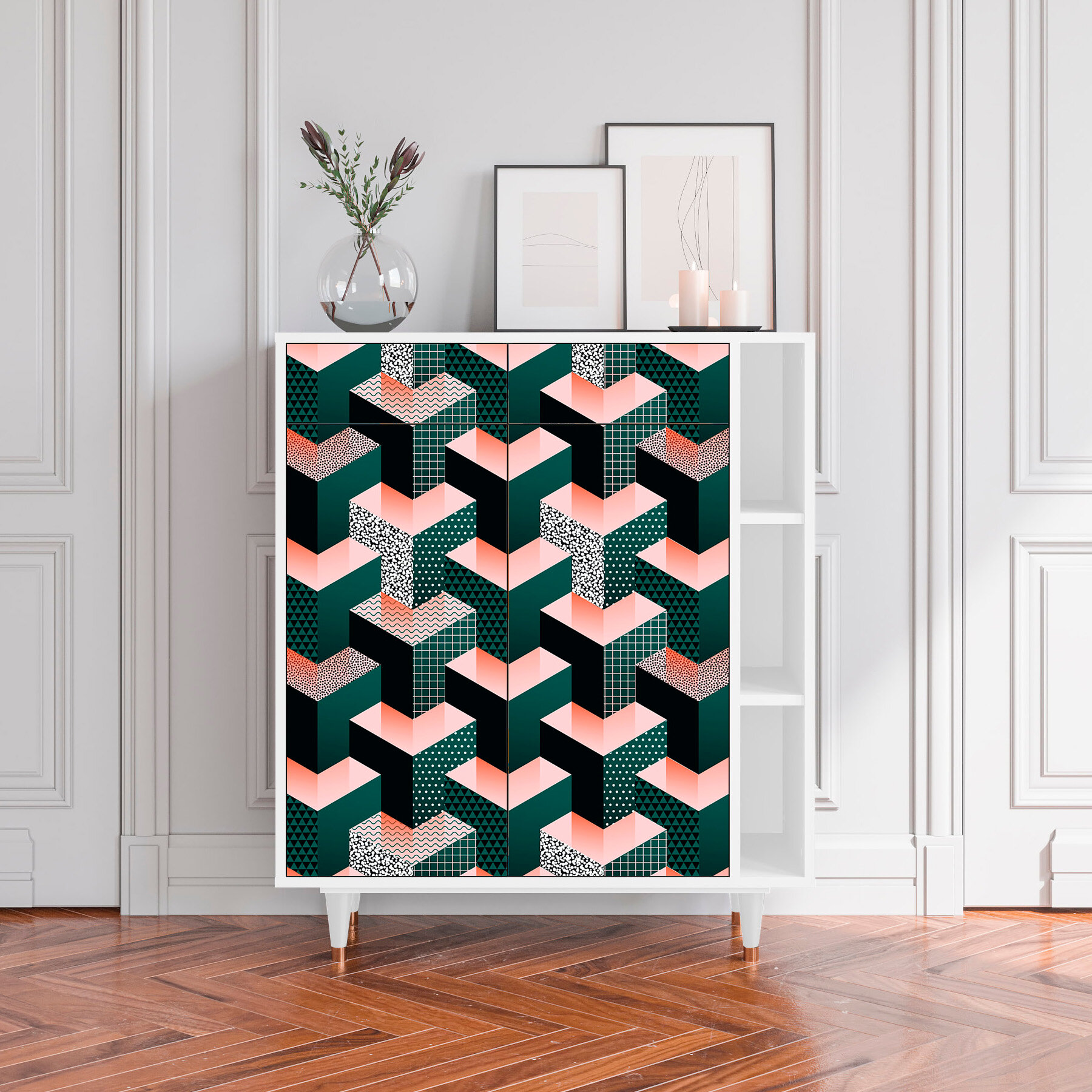 Комод - STORYZ - BS6 Geometric Madness, Размер - 94 x 110 x 41 см, Цвет корпуса - , Белый