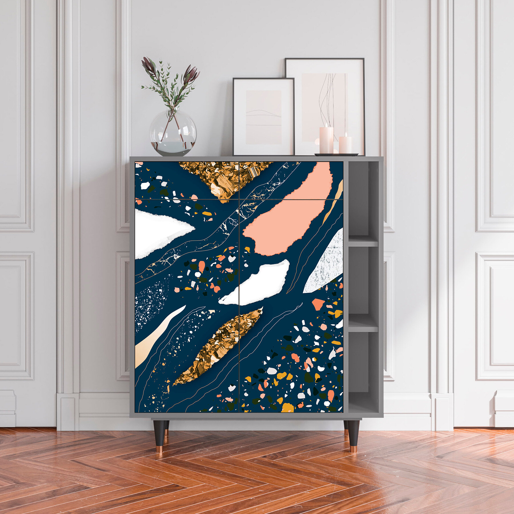 Комод - STORYZ - BS6 Nude Iceberg, Размер - 94 x 110 x 41 см, Цвет корпуса - , Серый