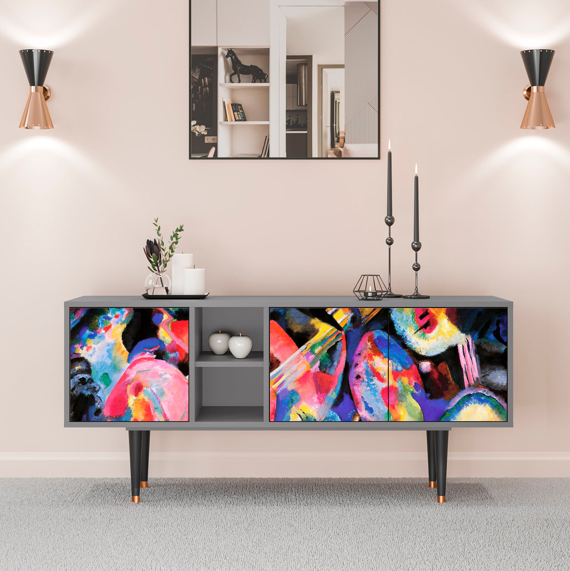 ТВ-Тумба - STORYZ - T5 Kandinsky, Размер - 150 x 69 x 41 см, Цвет корпуса - , Серый