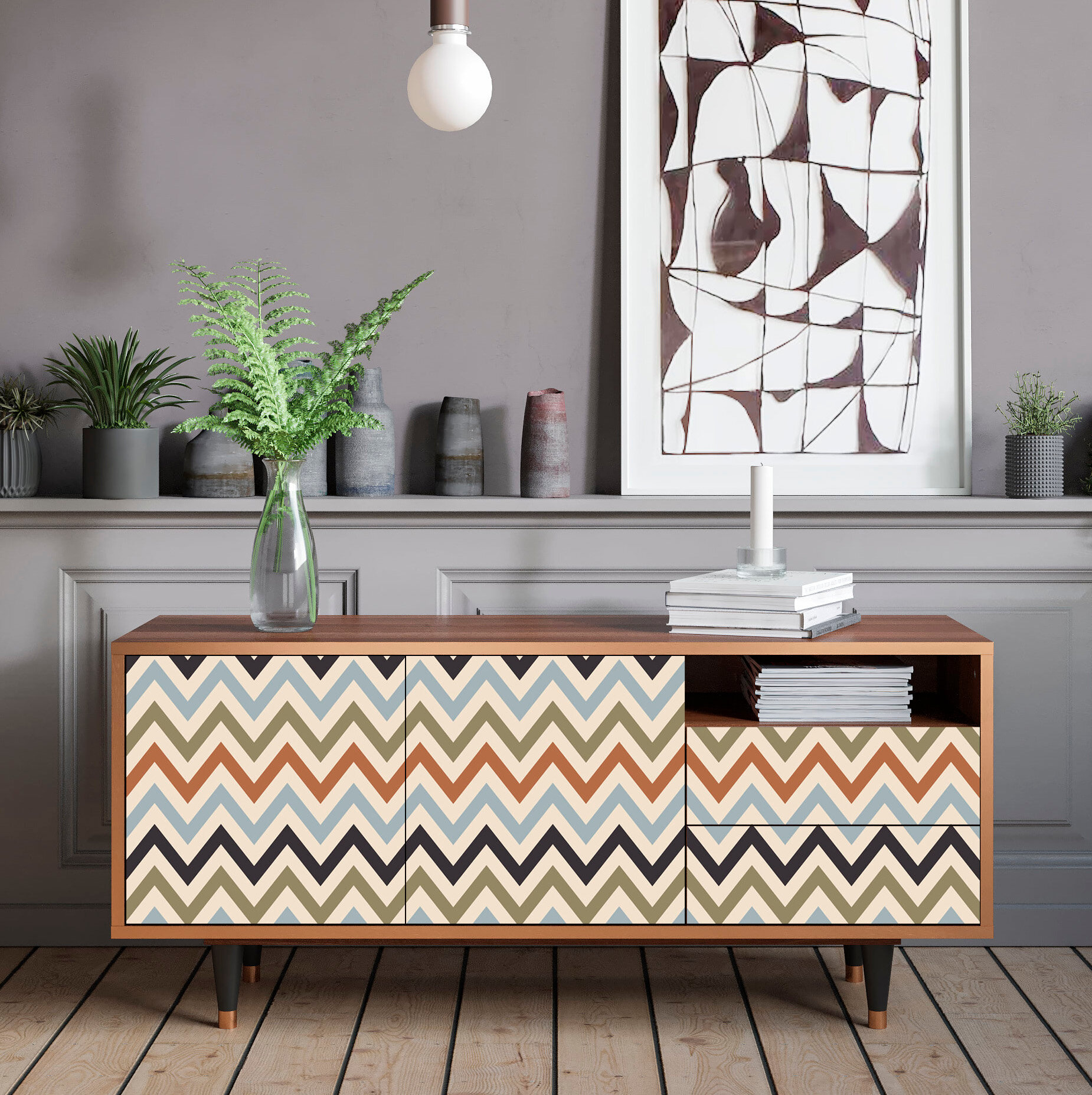 ТВ-Тумба - STORYZ - T7 Bright Ripple, Размер - 125 x 56 x 41 см, Цвет корпуса - , Орех