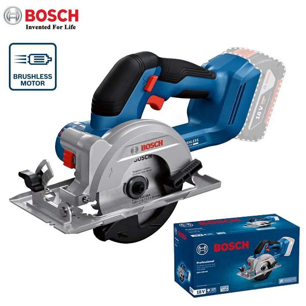 Аккумуляторная циркулярная пила Bosch GKS 18V-44 , Пильное полотно 125 мм,18В Бесщеточный двигатель, Нет аккумулятора