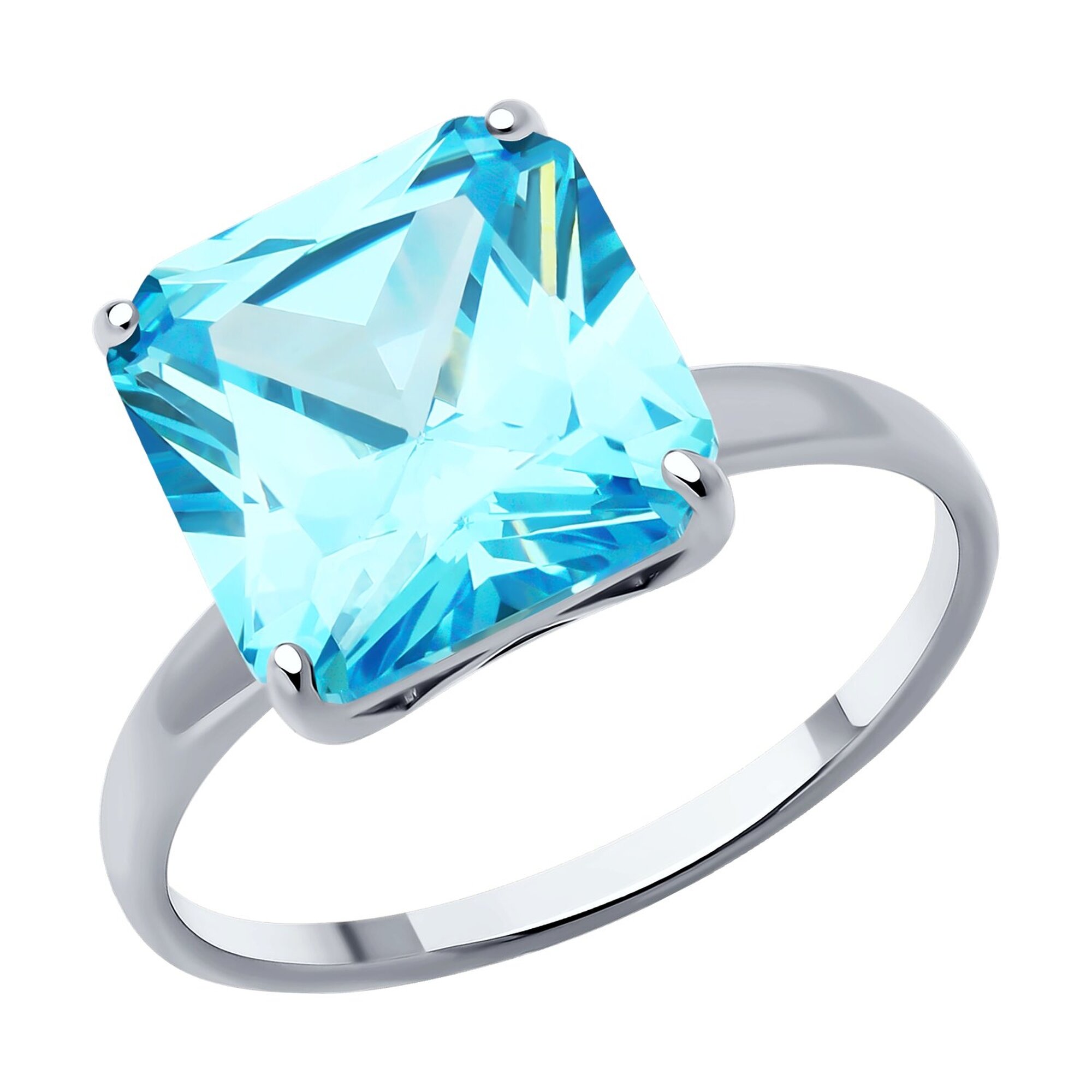 Кольцо, серебро, 925 проба, родирование, фианит