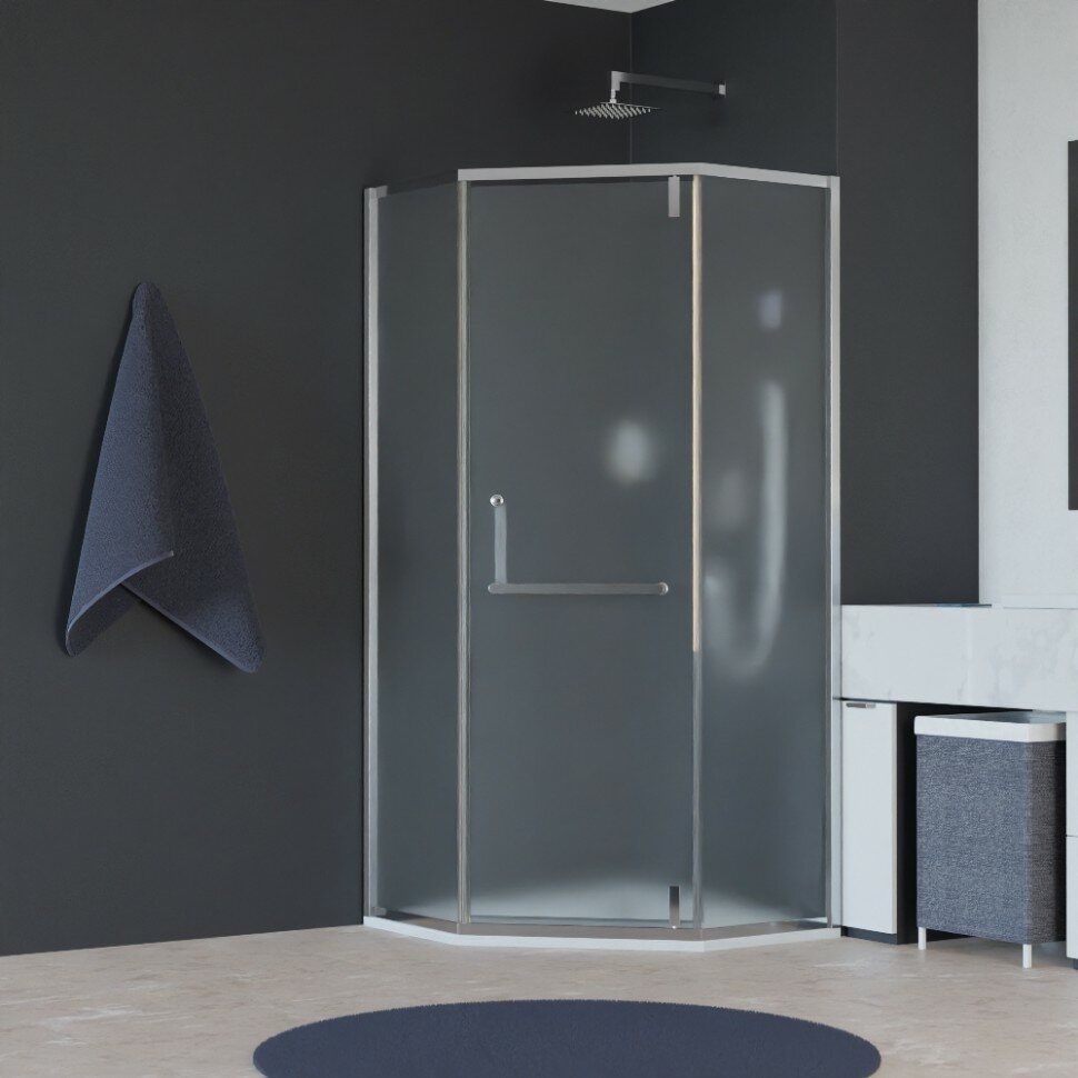 Душевой уголок RGW Hotel HO-084, матовое-сатиатное стекло, хром, 100×100 см