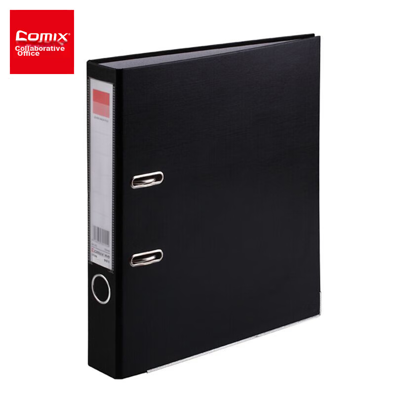 Comix 2-Inch Thick European-Style Lever Arch File A4 Folder with Holes, Two-Hole Loose-Leaf Binder, 55mm Spine Width, 35mm Paper Width, Black, Office Stationery A105N