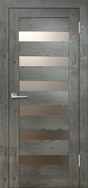 Межкомнатная Дверь Verda Бавария 03 3Д-Люкс Дуб Эдисон Серый со Стеклом Сатинато 2000х800мм (Полотно 1шт) / Верда.