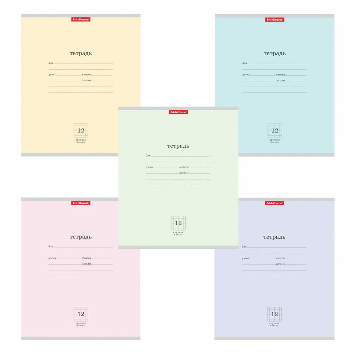 Тетрадь Erich Krause 12 листов, крупная клетка, мелованная картонная обложка, классика (35202)