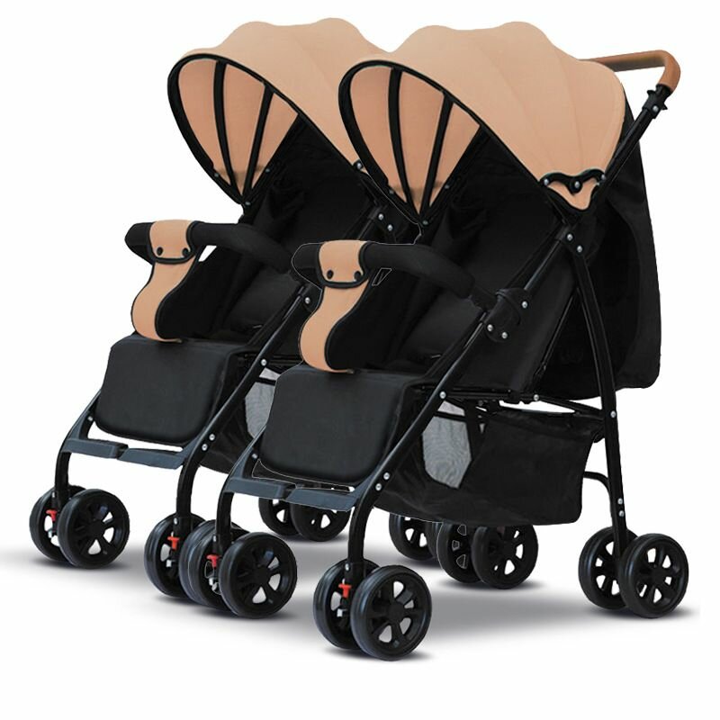 Двойная коляска с навесом, может сидеть и лежать, легкая и складная