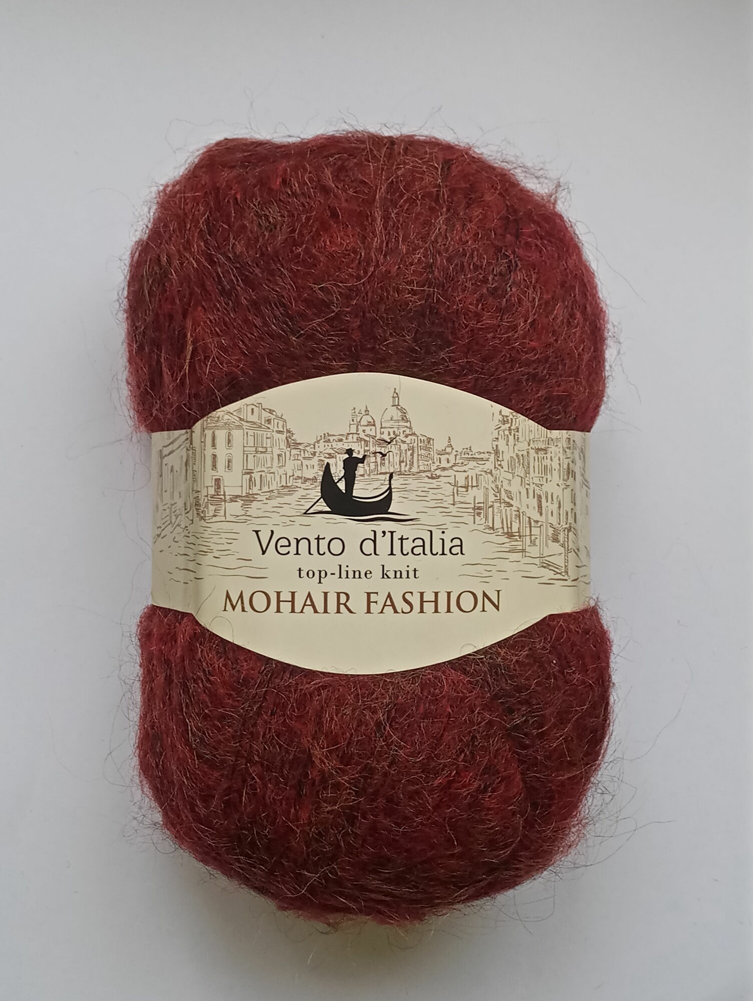 Пряжа Vento d'Italia Mohair Fashion 07 тёмно-красный (100г/550м, упаковка 5 мотков)