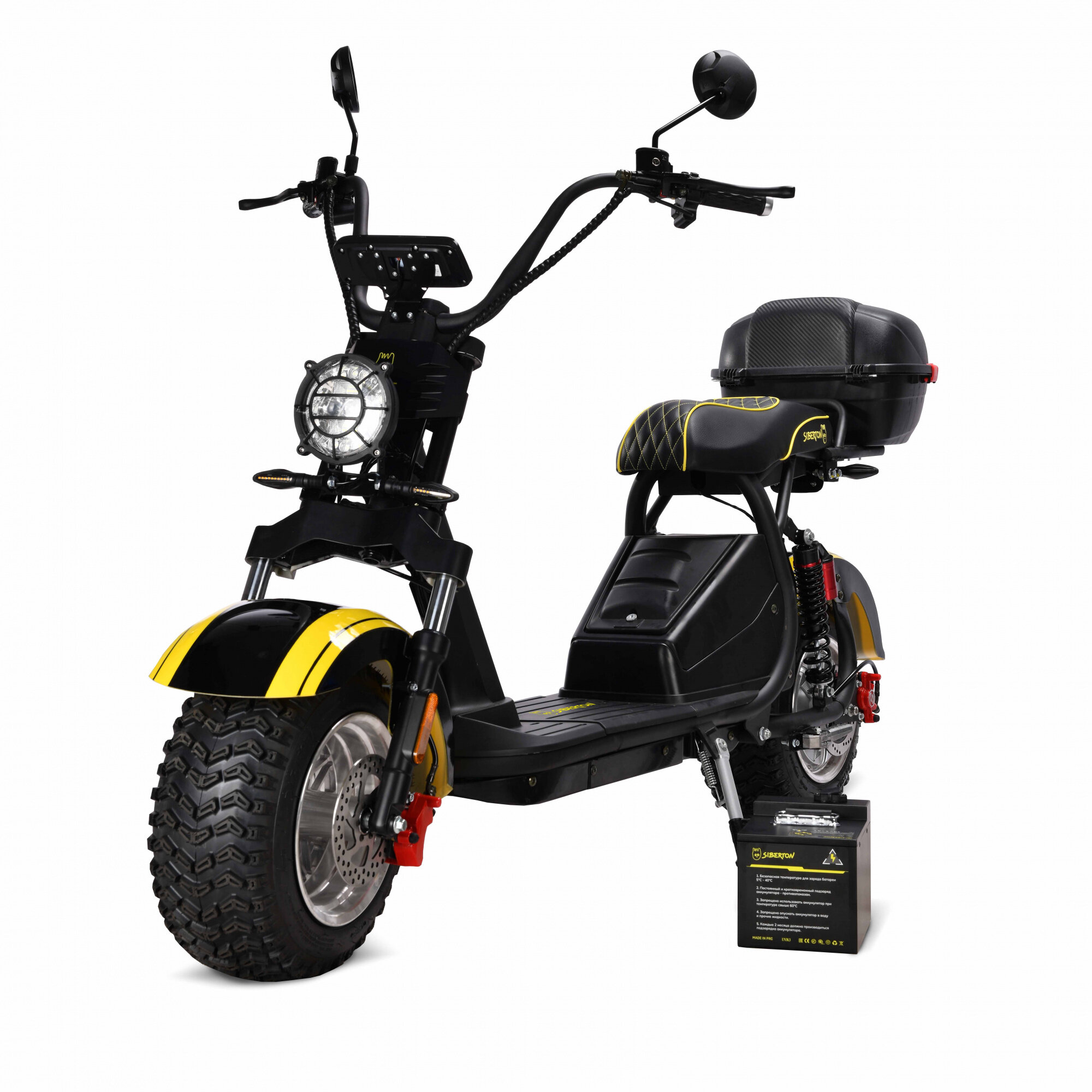 Электроскутер SIBERTON PRO 2500W, 60V/21Ah, 10", черно-желтый