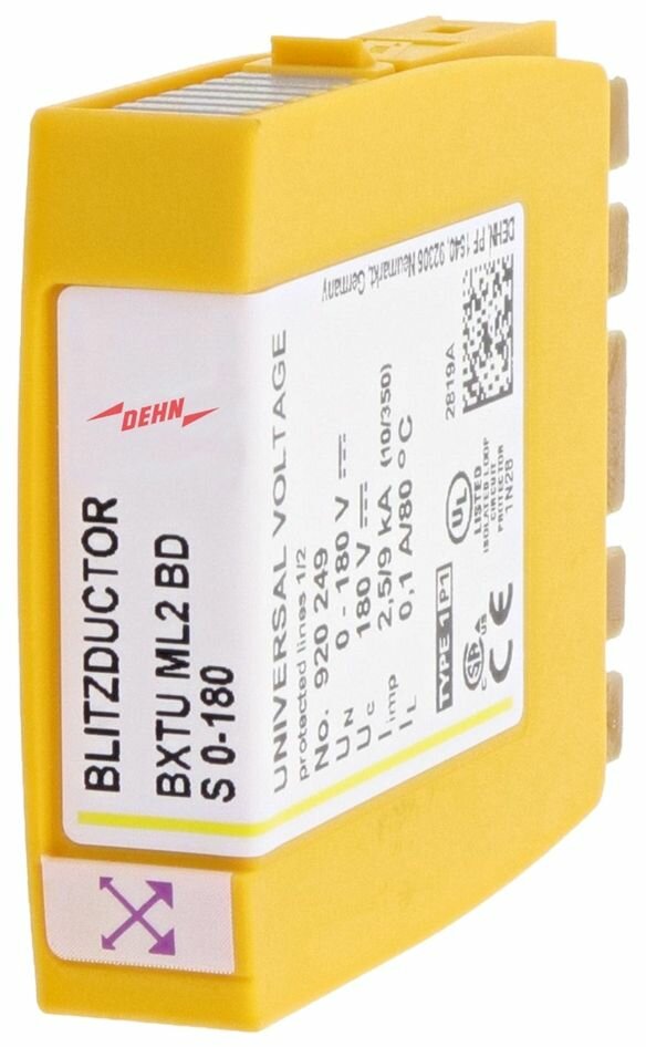 Молниезащита DEHN BLITZDUCTOR XTU модуль комбинированного УЗИП для одной пары 0-180 В BXTU ML2 BD S 0-180