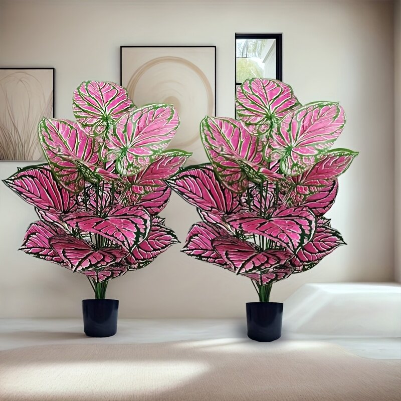 2. Розовые искусственные растения 27,55 дюймов Four Seasons Home Office Decoration без горшка