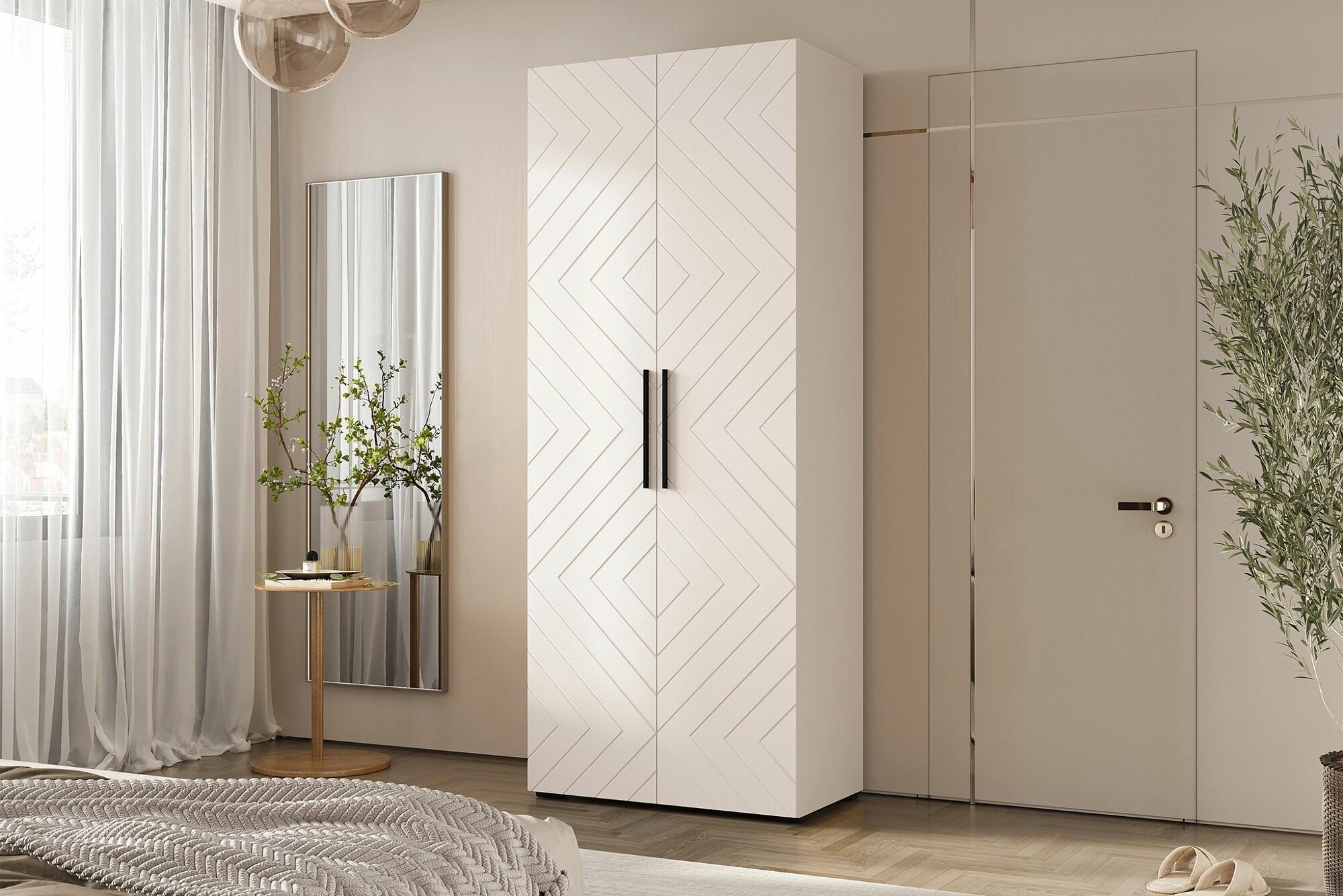 Шкаф 2-х створчатый "Флэйт" цвет кашемир, ЛДСП, 90х50.6х223.6 см