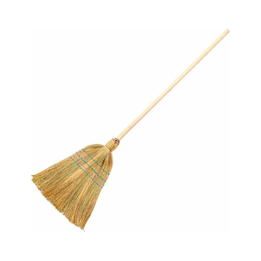 Веник-метла IMPERA сорго, 5-и прошивная с деревянным черенком 700031, деревянная