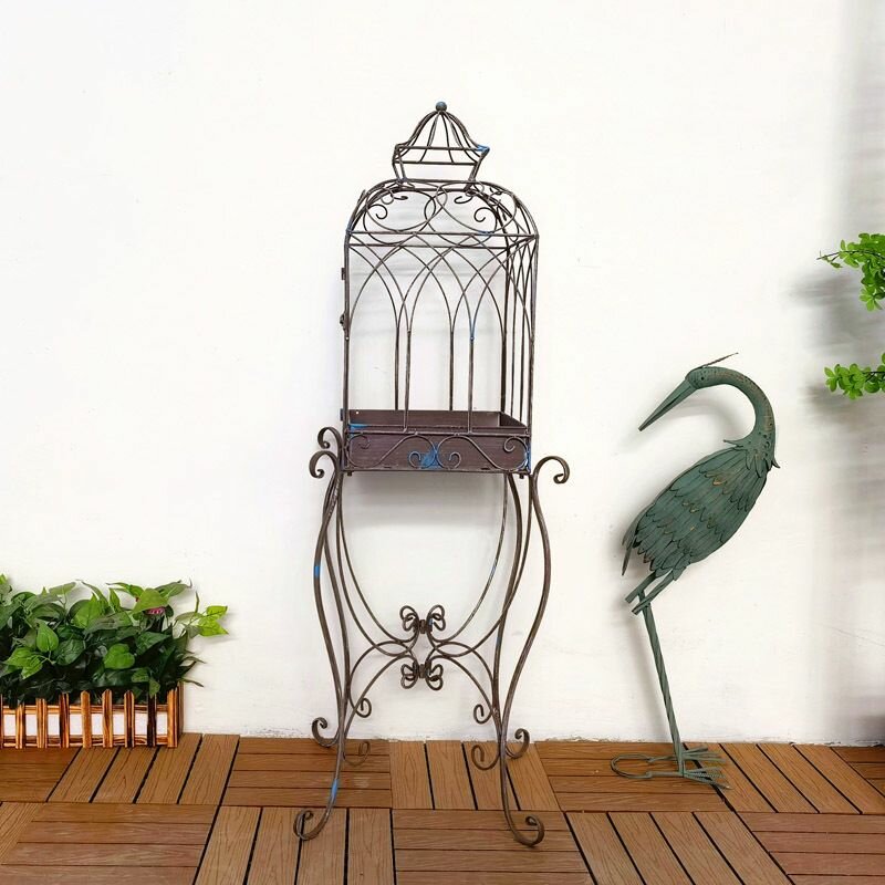 Металлическая подставка для цветов и клетка для птиц — универсальная этажерка для дома и балкона