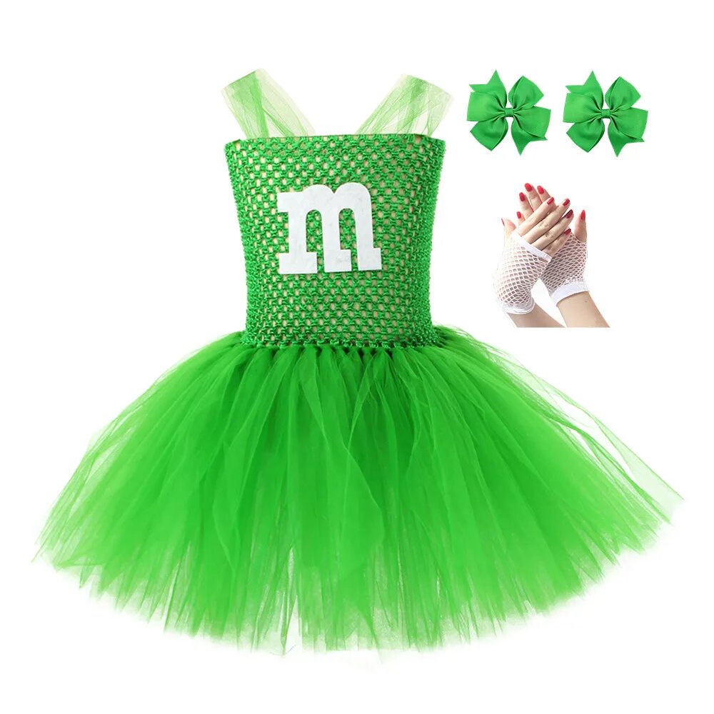 Костюм M&M для девочки, зеленый, размер S (2-3 года)