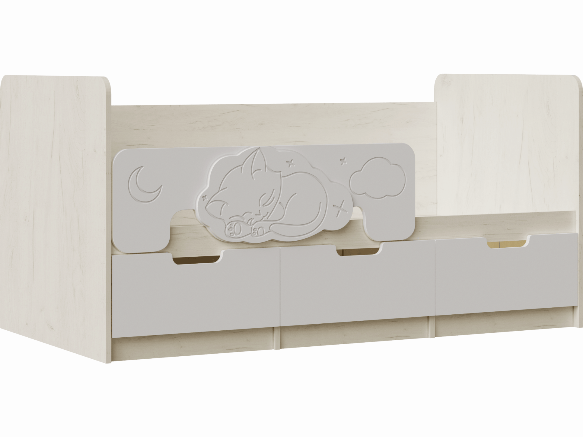 Кровать для детей до 3-х лет, 80х180 (Шарли белый, Крафт белый)