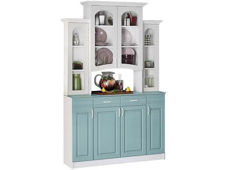 Буфет Констанция 4-х створчатый (Белый матовый / голубой)