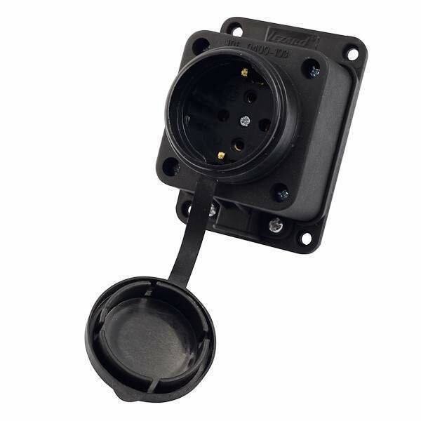 Lezard розетка прямая с загл. каучук 2Р+РЕ 1х16А 220-240V IP44 106-0400-0103