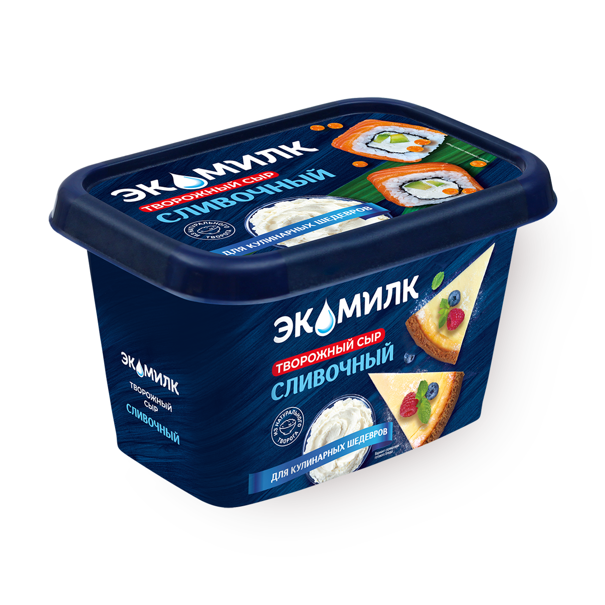 Сыр творожный Экомилк, 60%, порционный, в пластиковом лотке, 350 г