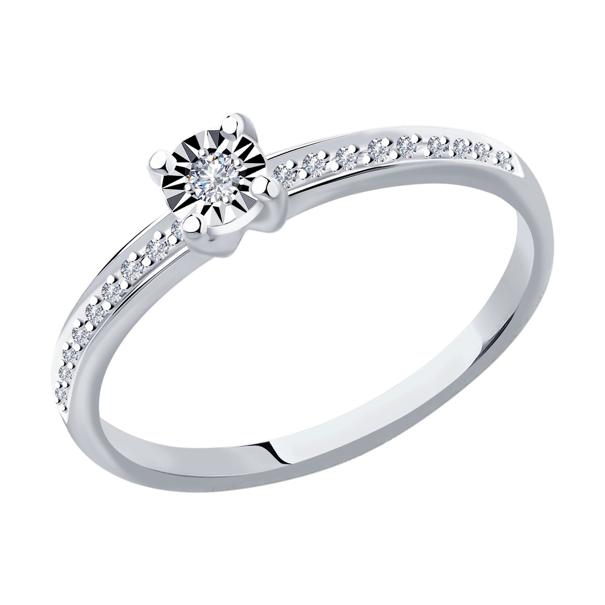 Кольцо помолвочное, белое золото, 585 проба, бриллиант