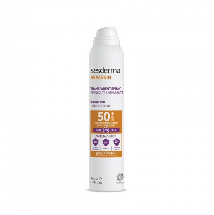 Sesderma REPASKIN TRANSPARENT SPRAY Aerosol Body Sunscreen SPF 50 - Спрей солнцезащитный прозрачный для тела, 200 мл