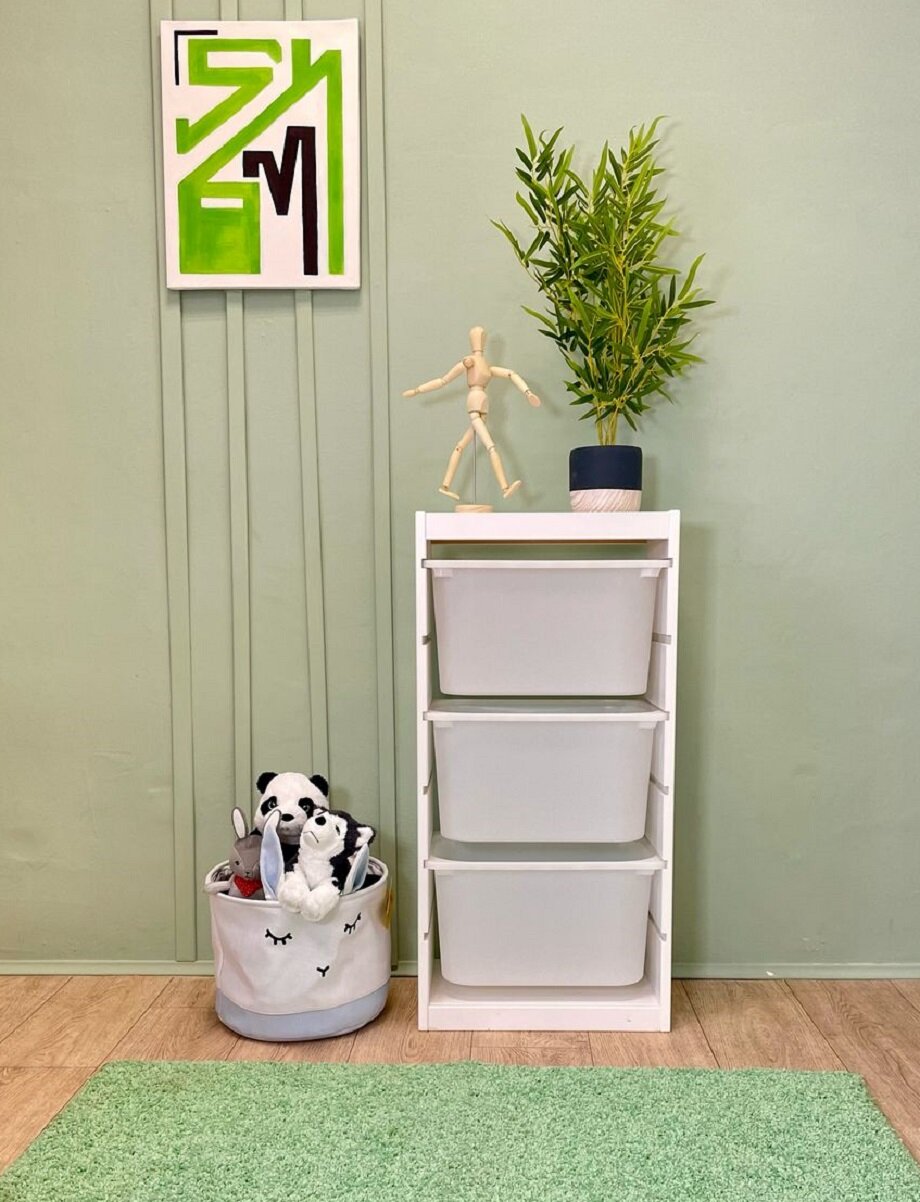 Стеллаж для игрушек с ящиками Труфаст SkandiMark вертикальный, белый