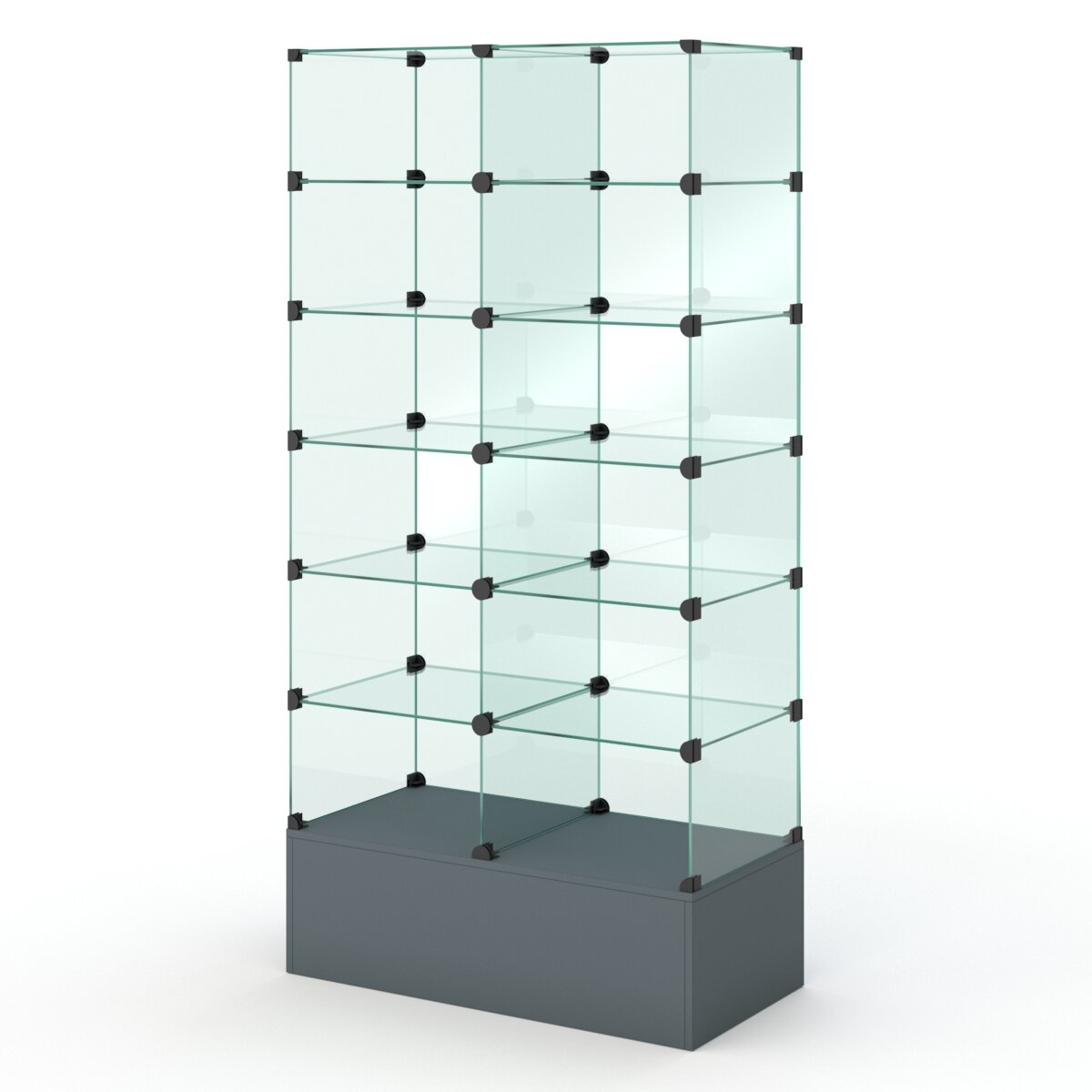 Витрина стеклянная "КУБ" №609 (без дверок, передняя стенка - стекло), Темно-Серый