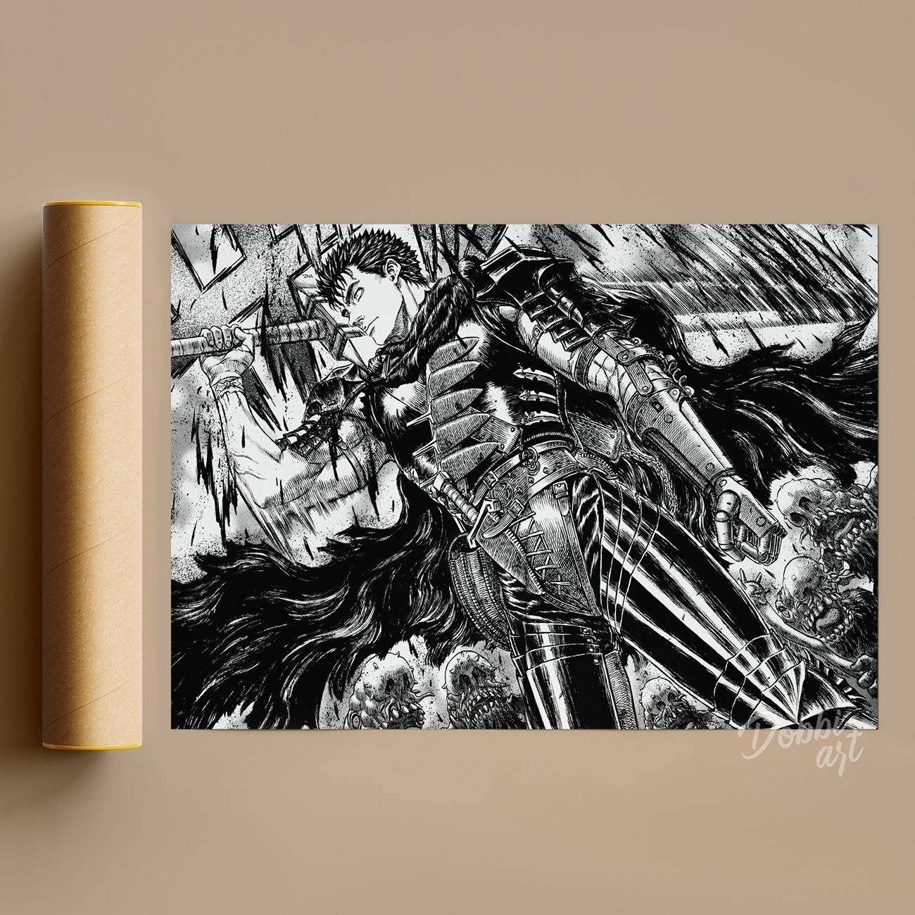 Постер Берсерк 30х40 см без рамы, Berserk Гатс