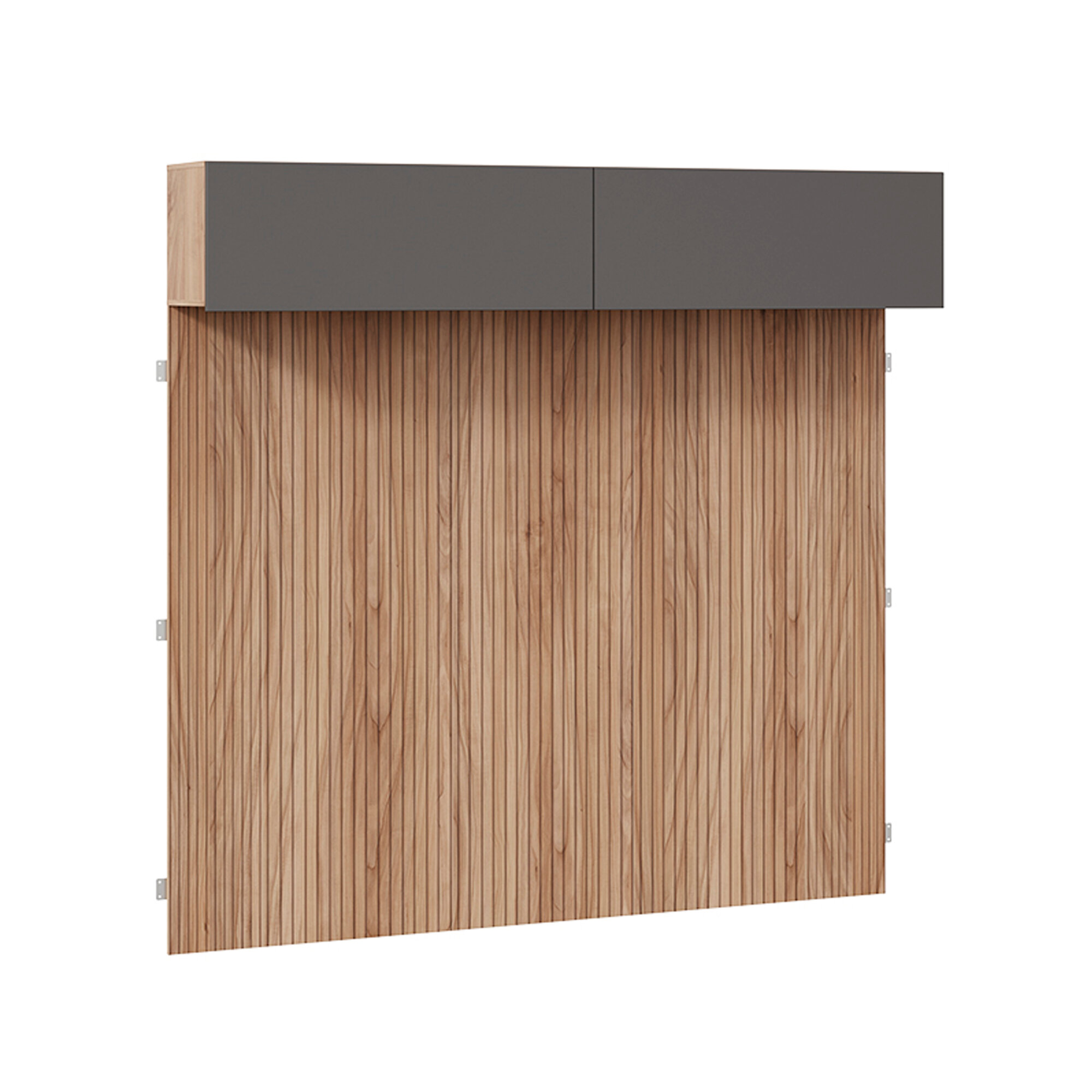 Шкаф навесной (366) с декоративными панелями «Порто» - СМ-393.21.023-24 Яблоня Беллуно, Графит софт