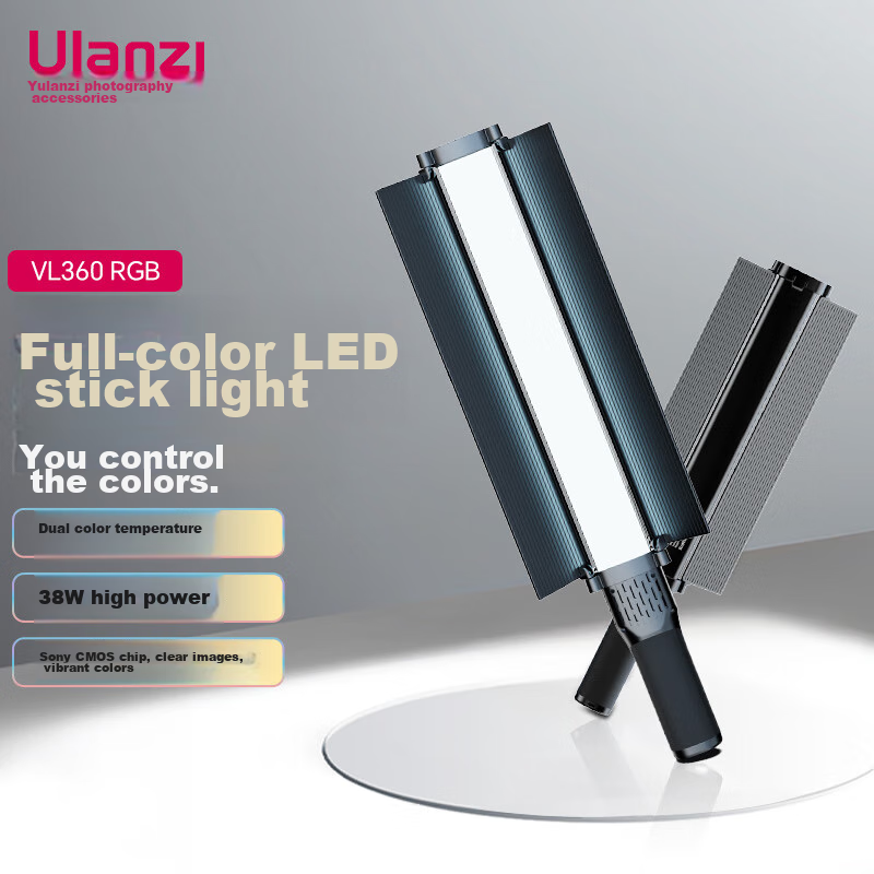 Ulanzi VL360 RGB Handheld Light Stick, Full-Color LED Fill Light, 38W Ultra-Bright, Adjustable Color Temperature, Live Streaming Beauty Light, Portable Outdoor Constant Light, Soft Light
