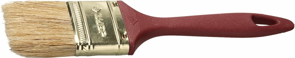 Кисть плоская 20 мм с натуральной щетиной, пластиковая ручка ЗУБР