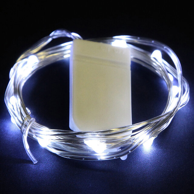 Светодиодная гирлянда Капельки на батарейках 20 холодных белых MINILED ламп 2 м, серебряная проволока, IP20, Snowhouse, LDM020W-BO