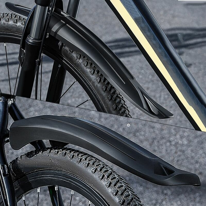 Крылья для горных велосипедов, подходят для велосипедов с диагональю 26, 27,5 и 29 дюймов, пластик ПП, расширенные и удлиненные, черные.