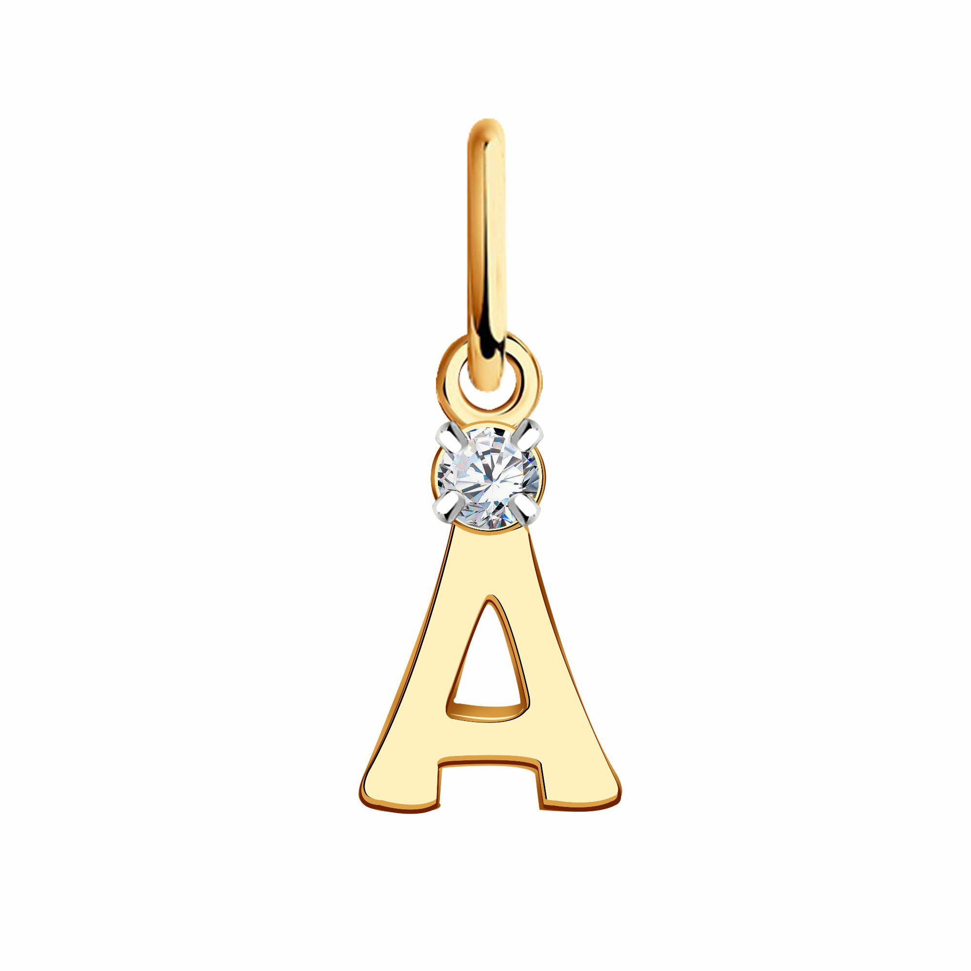 Подвеска, красное золото, 585 проба, фианит