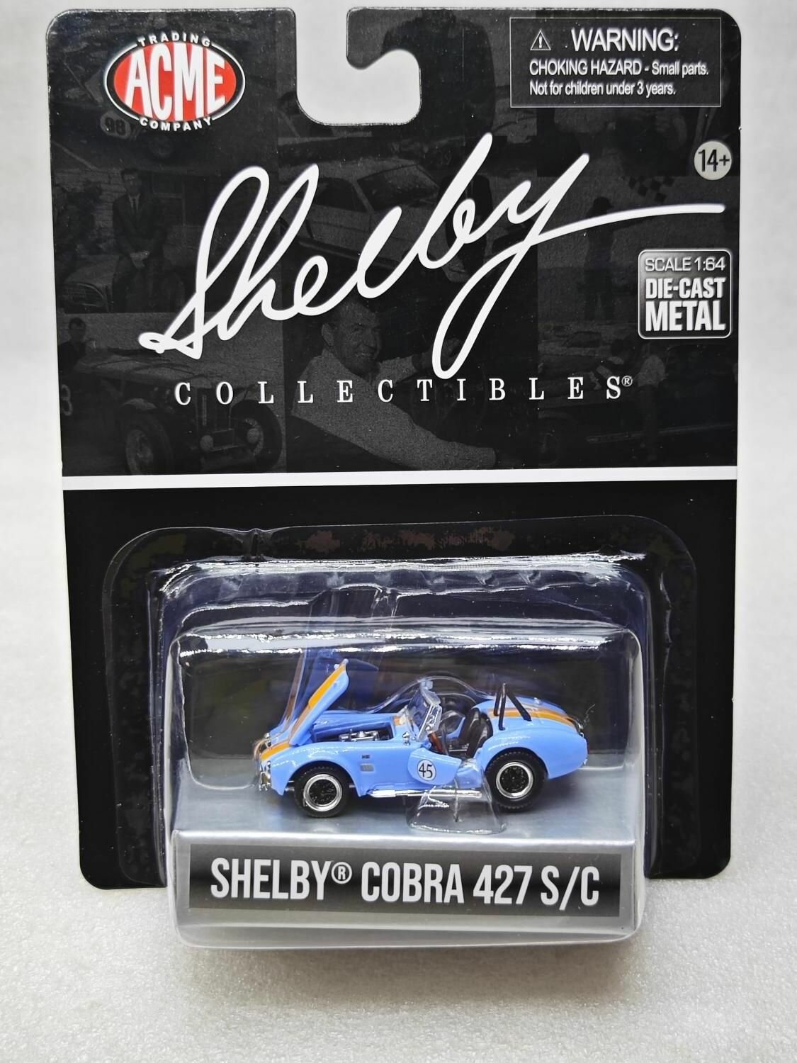 Машинка ACME 1/64 SHELBY COBRA 427 S/C #45 Sky Blue SC-705-45 Die-cast Alloy Car Model Collection Toy Gift