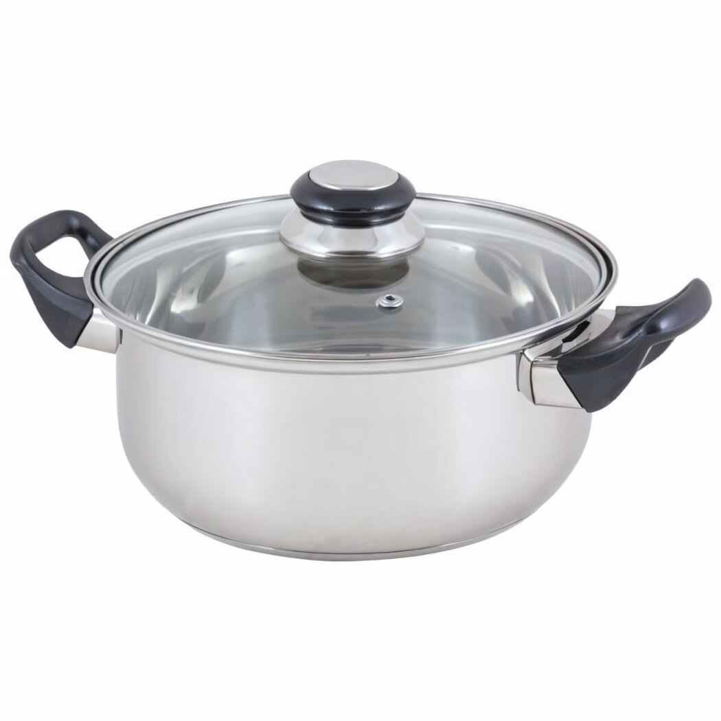 Кастрюля «Cook» из нержавеющей стали, 2,6л со стеклянной крышкой, 22х9см